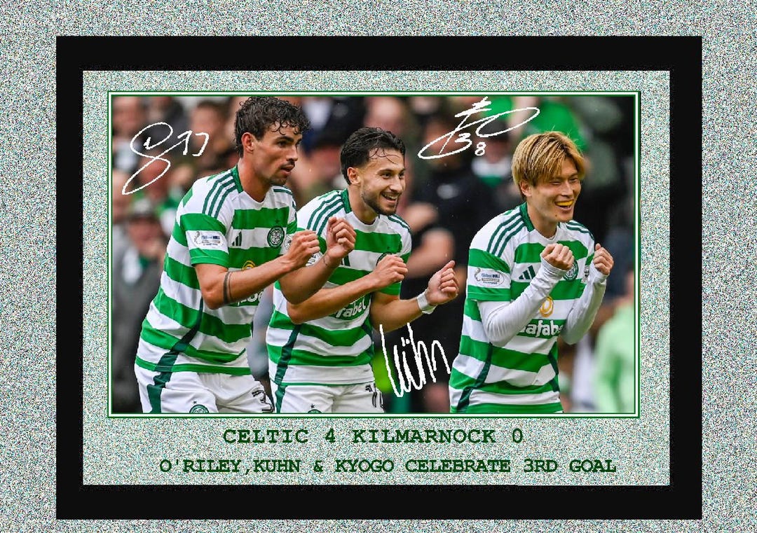 Celtic Fc Kyogo O'riley 2024 Signed A4 & A3 Framed Prints great Xmas ...