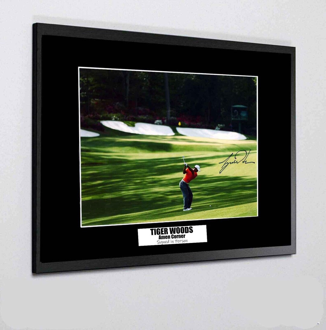 Tiger Woods Amen Corner Hand Signed Photo Framed Tribute. Framed A2 ...
