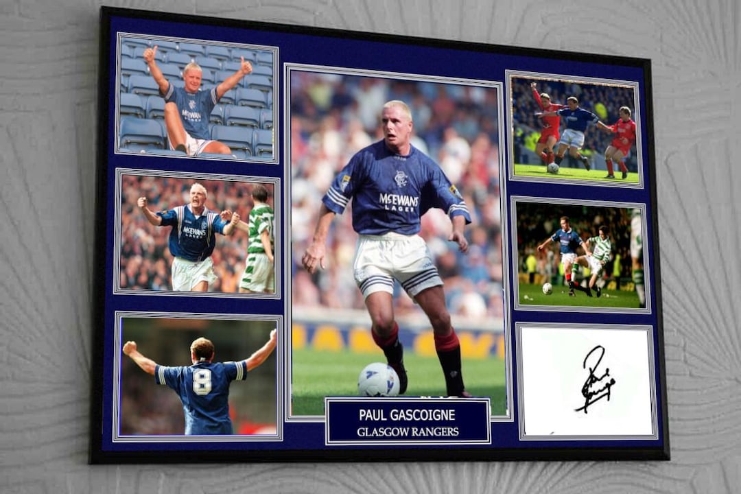 Paul Gascoigne Gazza Rangers A4 Signed Framed Print Poster Memorabilia ...