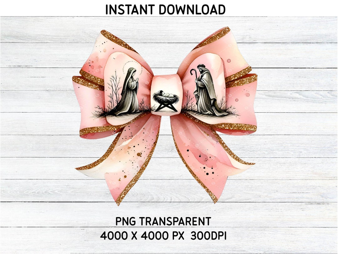 Nativity Scene Bow Ribbon Png, Baby Jesus Christmas Bow Ribbon Png ...