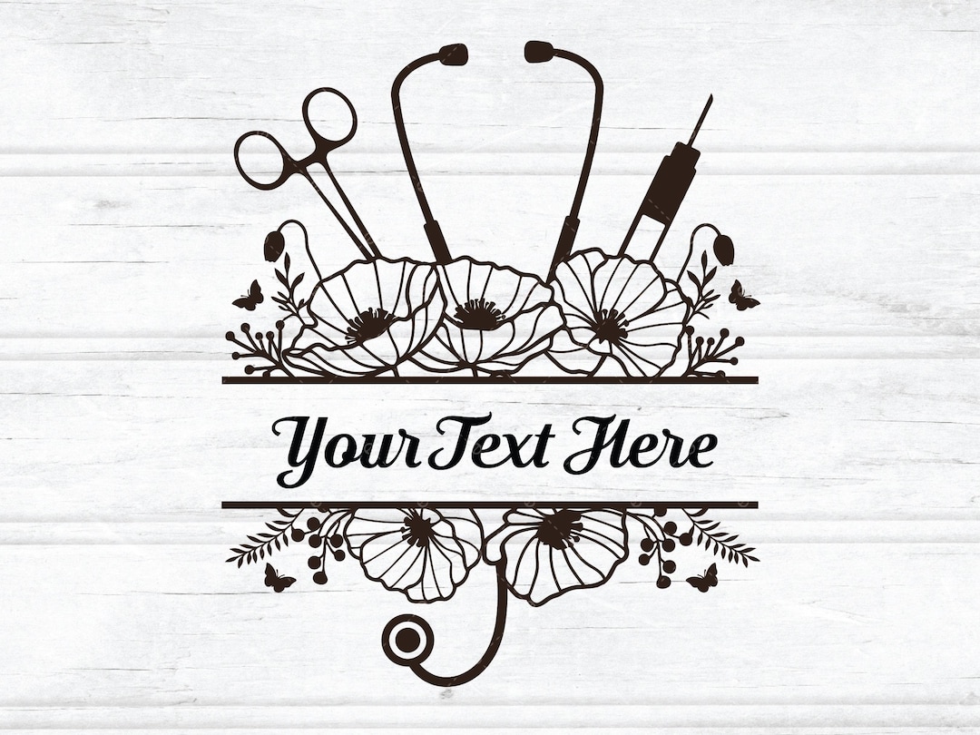 Floral Nurse Monogram Svg – Split Frame Design (digital Download) - Etsy