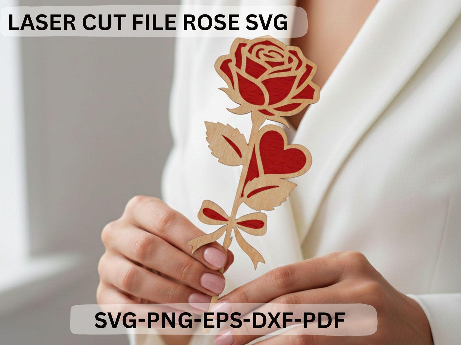 Valentine Rose Cut File for Laser & Cricut, Layered Wooden Rose Flower ...