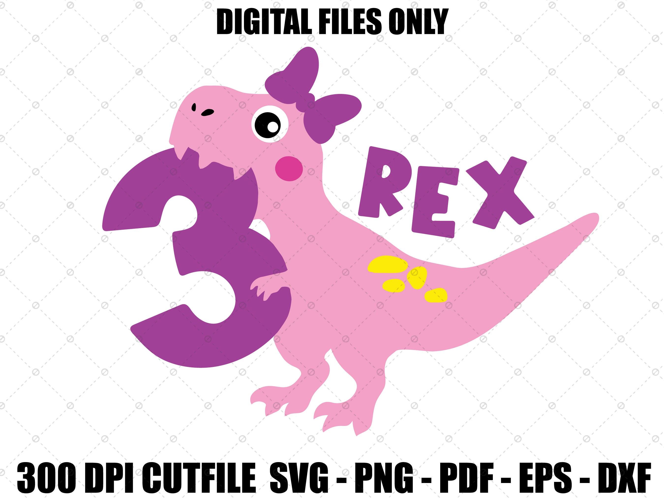 Three Rex Birthday Boy Girl Svg, 3rd Birthday Boy Girl Dinosaur Themed ...