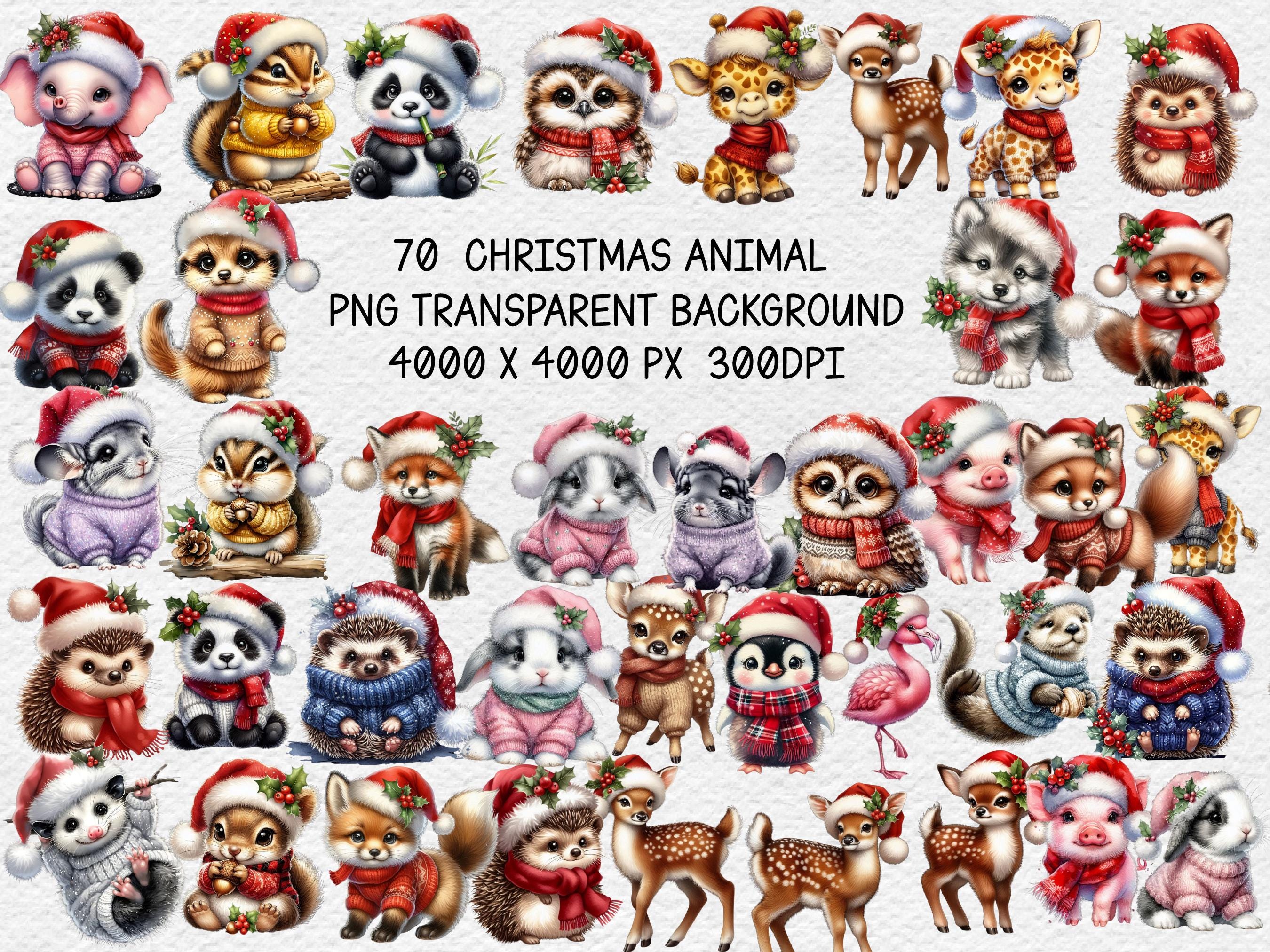 70 Christmas Animals Png Transparent Bundle, Christmas Clipart Png ...