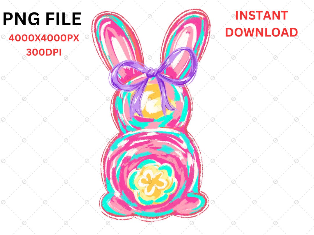 Brushstroke Bunny Easter Png, Pink Bunny, Easter Png, Retro Bunny ...