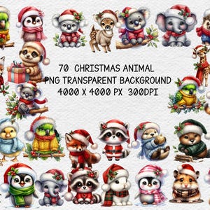 70 Christmas Animals Png Transparent Bundle, Christmas Clipart Png ...