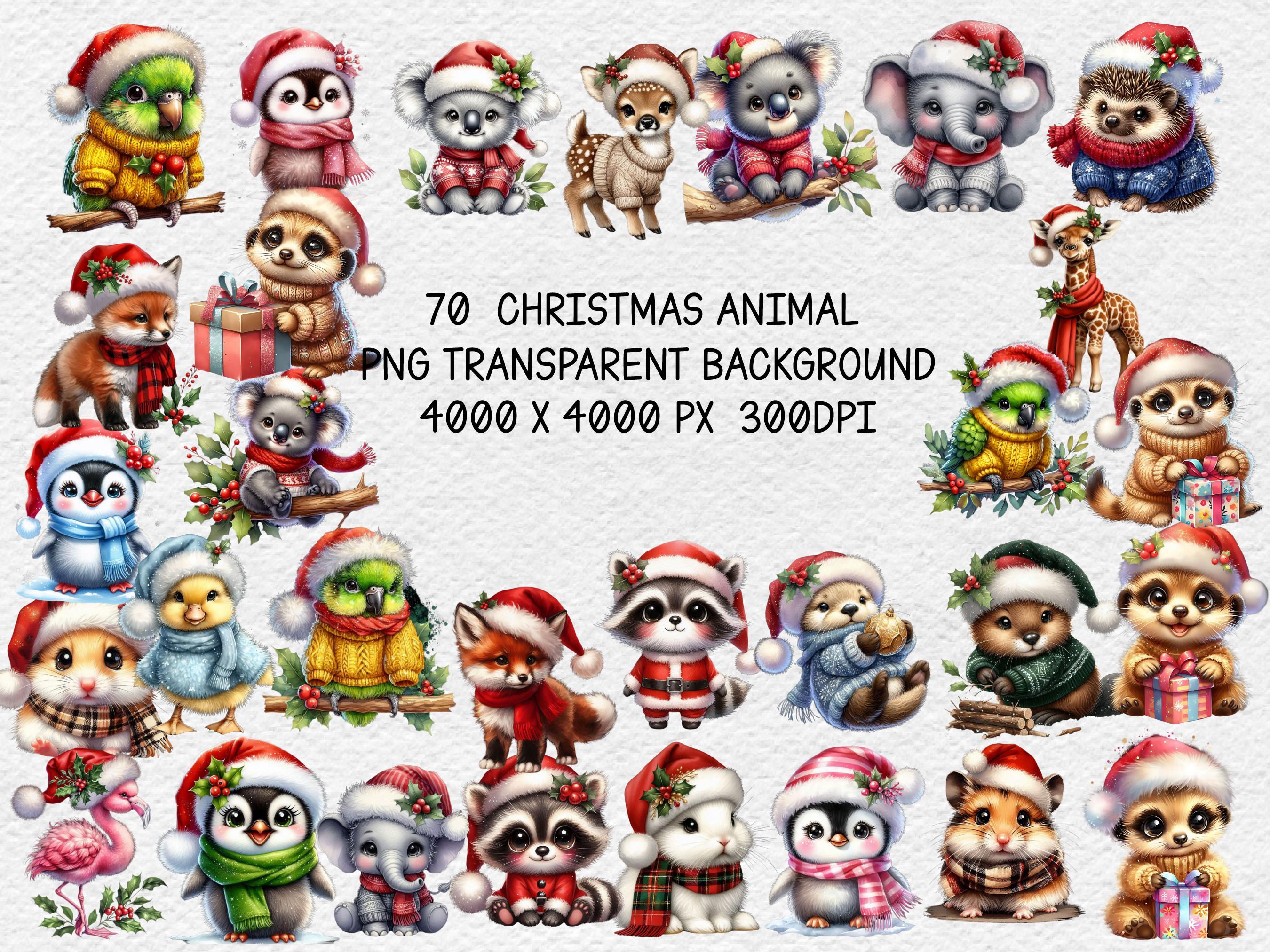 70 Christmas Animals Png Transparent Bundle, Christmas Clipart Png ...