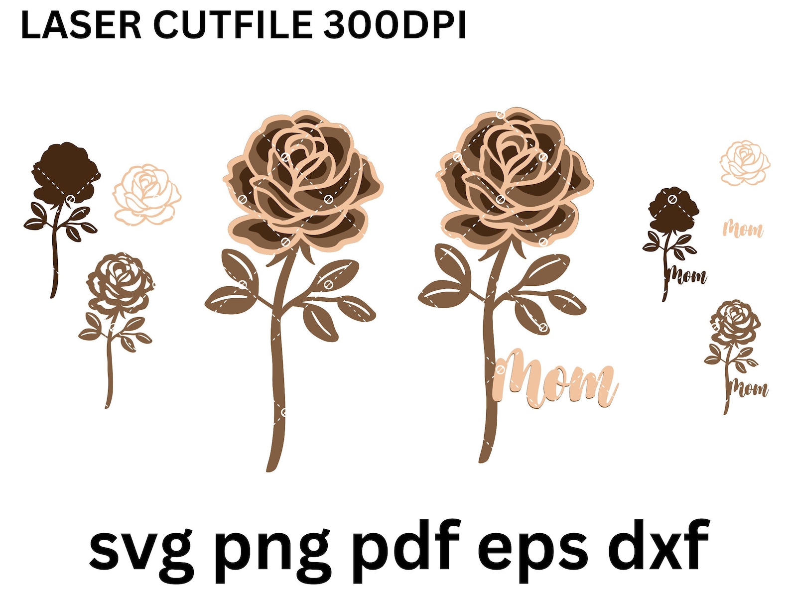 Rose Mom Laser Cut File, Mother's Day Svg (pdf, Png, Eps, Dxf) - Etsy