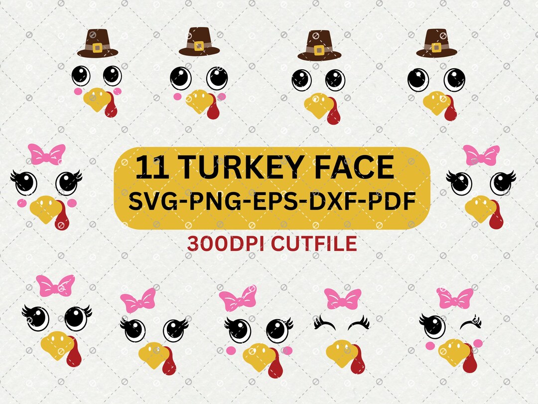 Turkey Face SVG, Turkey Face Bundle SVG, Turkey Face Silhouette, Turkey ...
