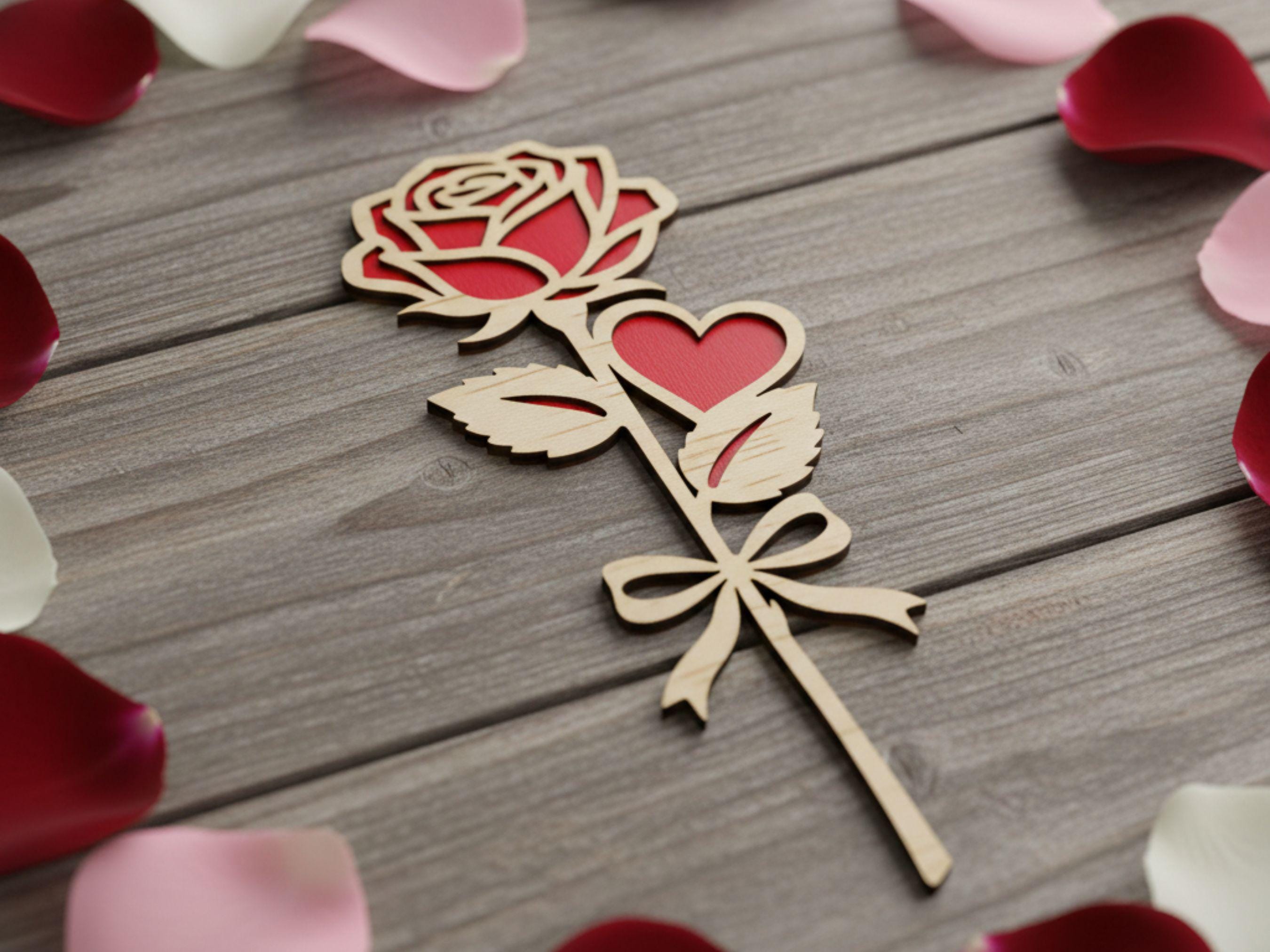 Valentine Rose Cut File for Laser & Cricut, Layered Wooden Rose Flower ...