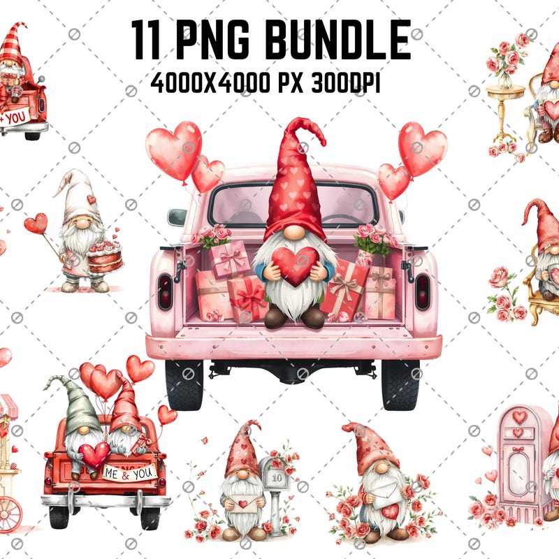 Valentine Gnome Watercolor - Etsy