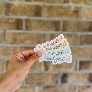 Holographic Christian Stickers | but God | Christian White Sticker ...
