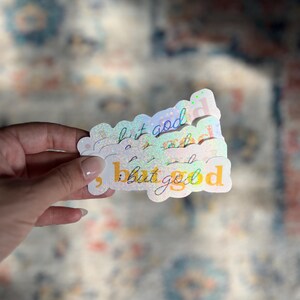 Holographic Christian Stickers | but God | Christian White Sticker ...