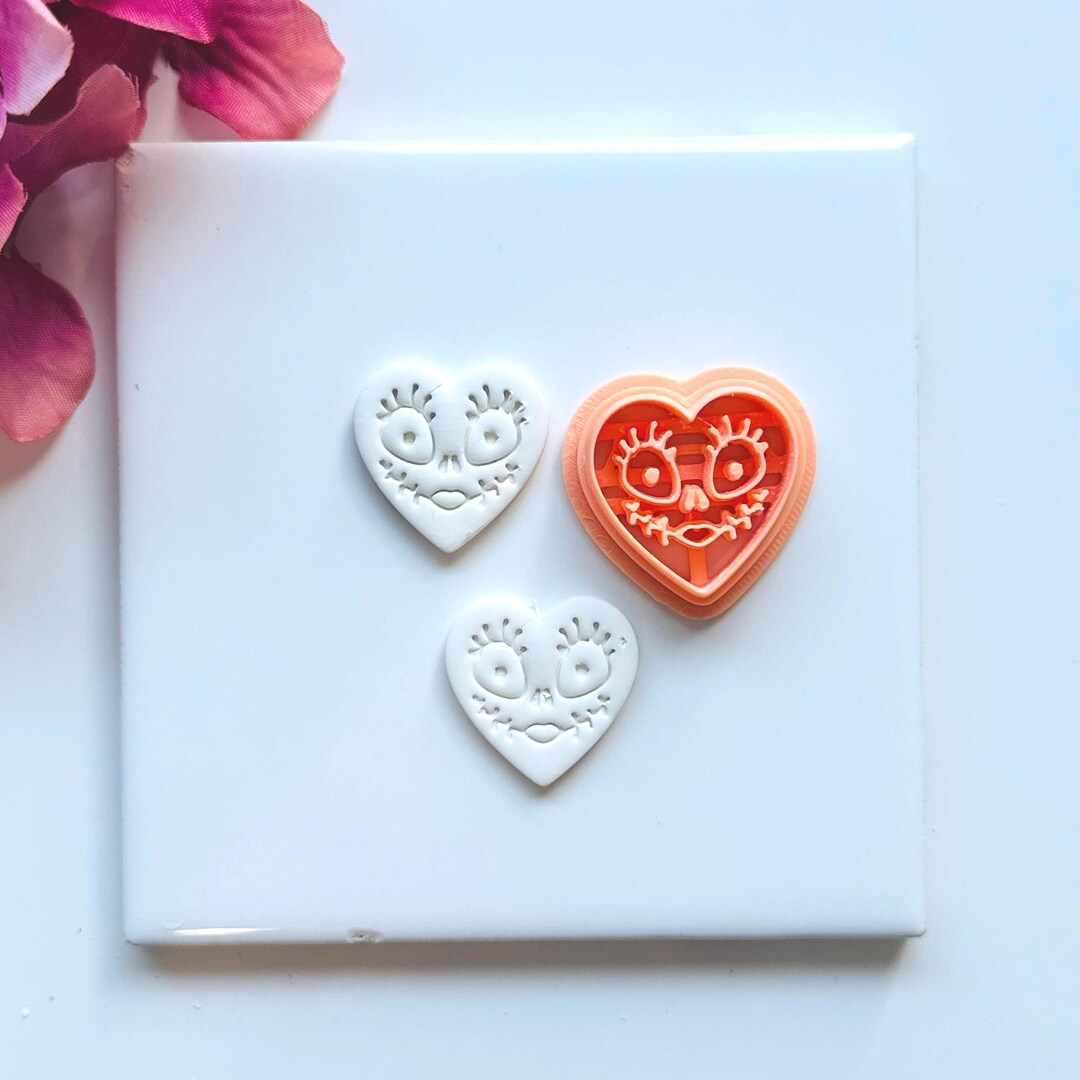 Sally Face Heart Clay Cutter: Valentine's Day Embossed Polymer Clay ...