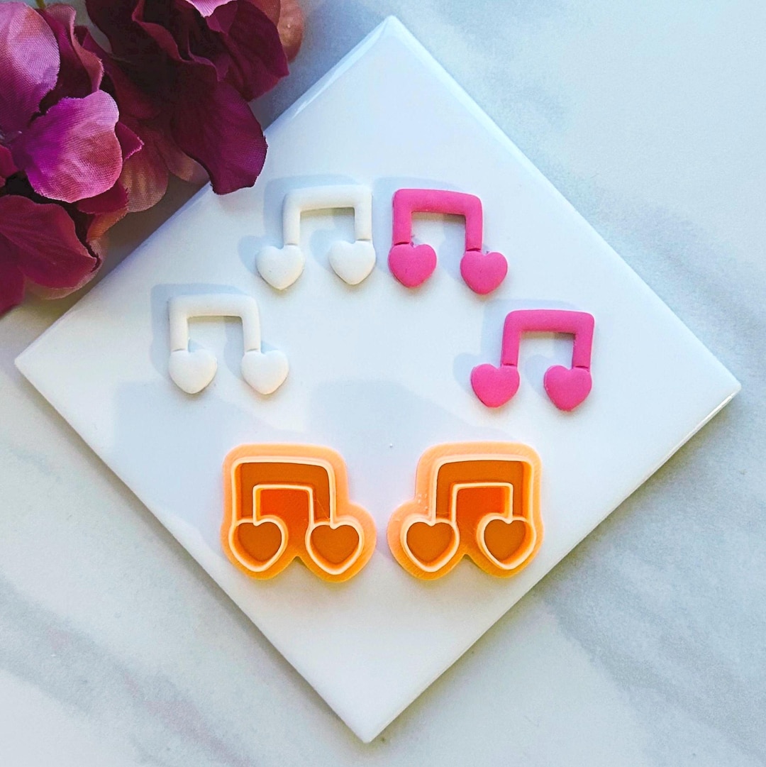 Valentine Music Note Heart Clay Cutter: Embossed Polymer Clay Cutters ...