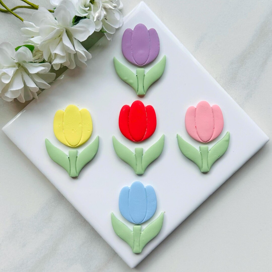 Flower Clay Cutter Set: Spring Tulip Embossed Polymer Clay Cutters - Etsy
