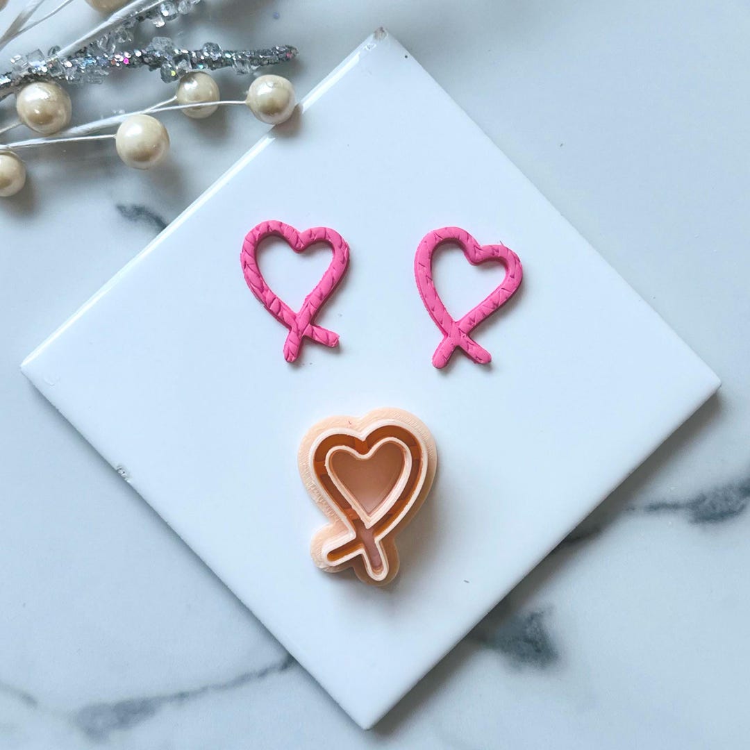 Heart Ribbon Clay Cutter: Valentine's Day Embossed Design - Etsy
