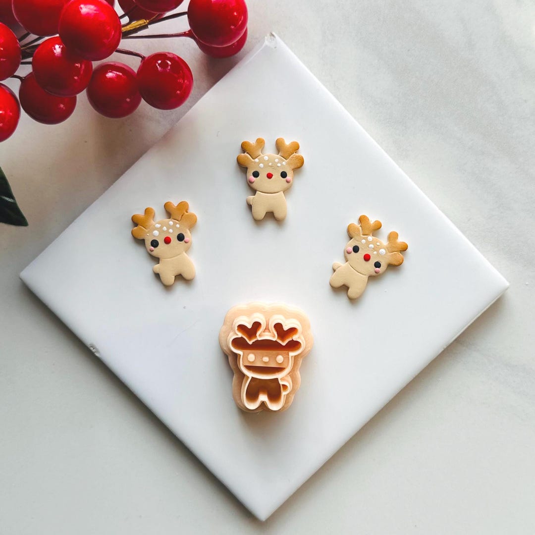 Reindeer Clay Cutter: Christmas Embossed Polymer Clay Cutters - Etsy