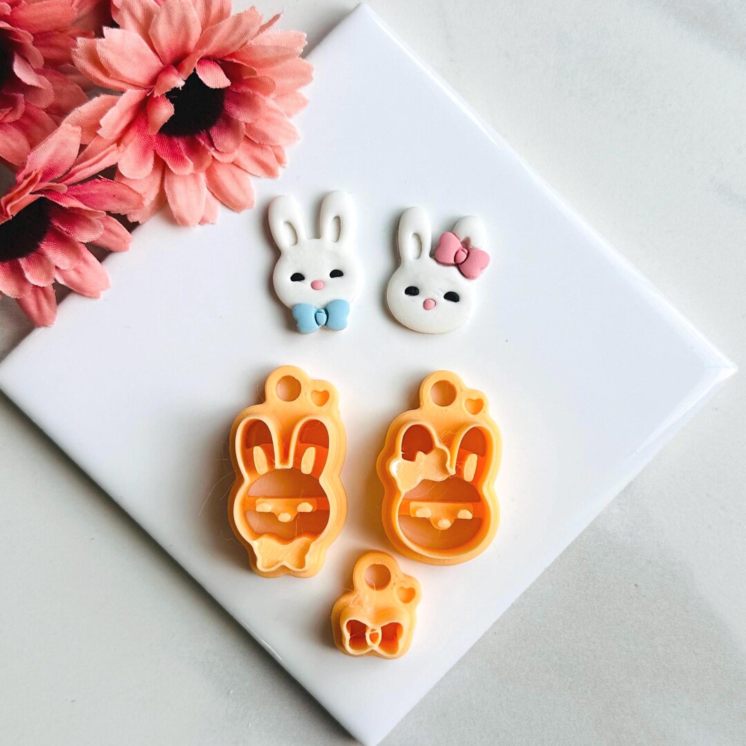 Easter Bunny Bow Bunnies Clay Cutter 3 a Set Easter Clay Cutter Cutters ...