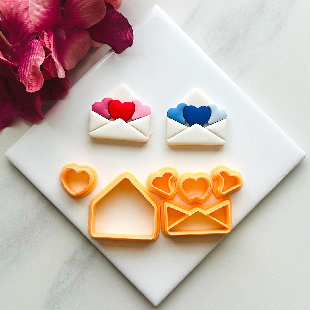 Envelope Heart Clay Cutter: Valentine's Day Polymer Clay Cutters - Etsy