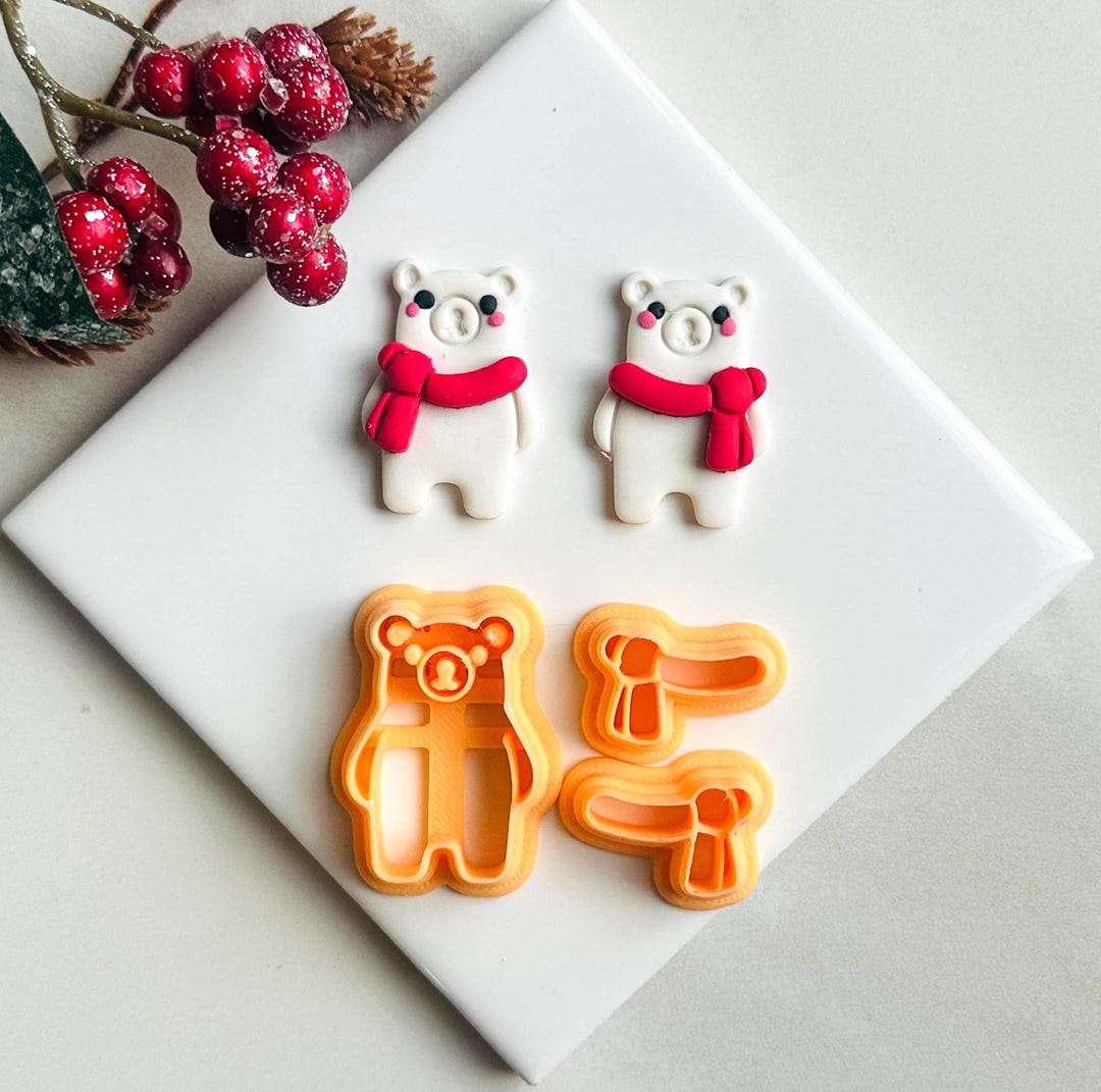 Bear With Scarf Clay Cutter | Christmas Clay Cutter Cutters Bear Clay ...