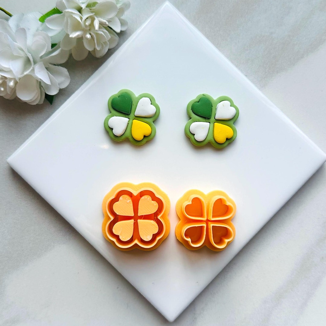 Clover Clay Cutter Set: Embossed Polymer Clay Cutters - Etsy