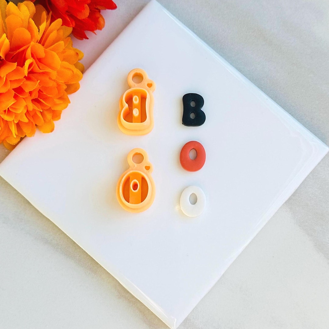 Bubble Letter BOO Clay Cutter: Halloween Polymer Clay Cutters - Etsy