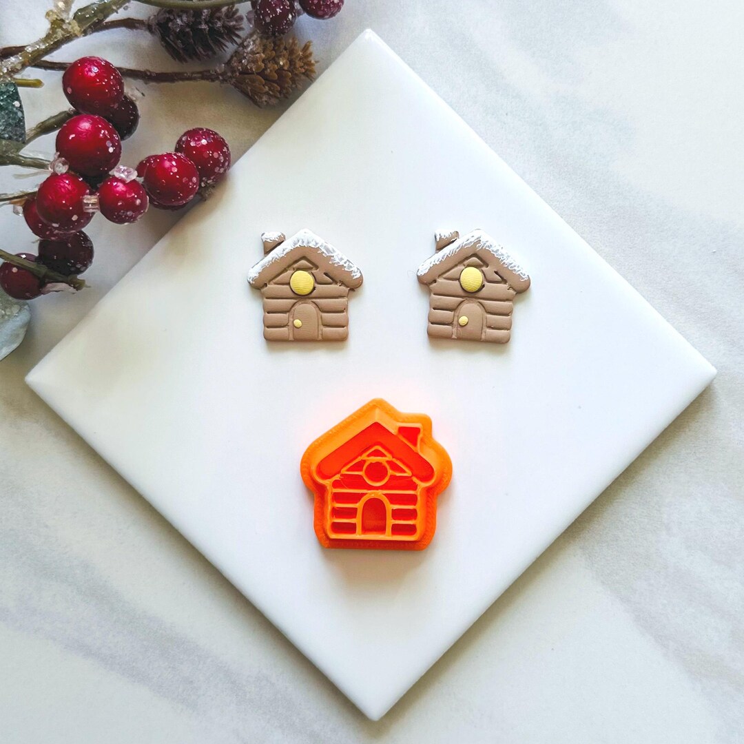 Log Cabin Clay Cutter: Embossed Polymer Clay, Christmas & Winter - Etsy