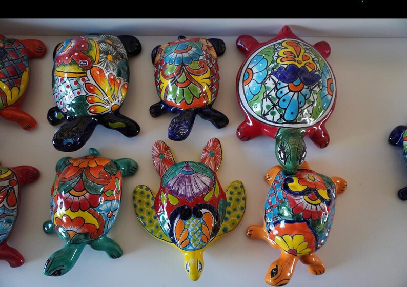 8" Turtle Mexican Talavera Pottery Garden Handcrafted Home Decor - Etsy