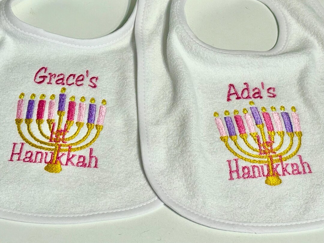 First Chanukah/hanukkah Bibs - Embroidered, Personalized - Etsy