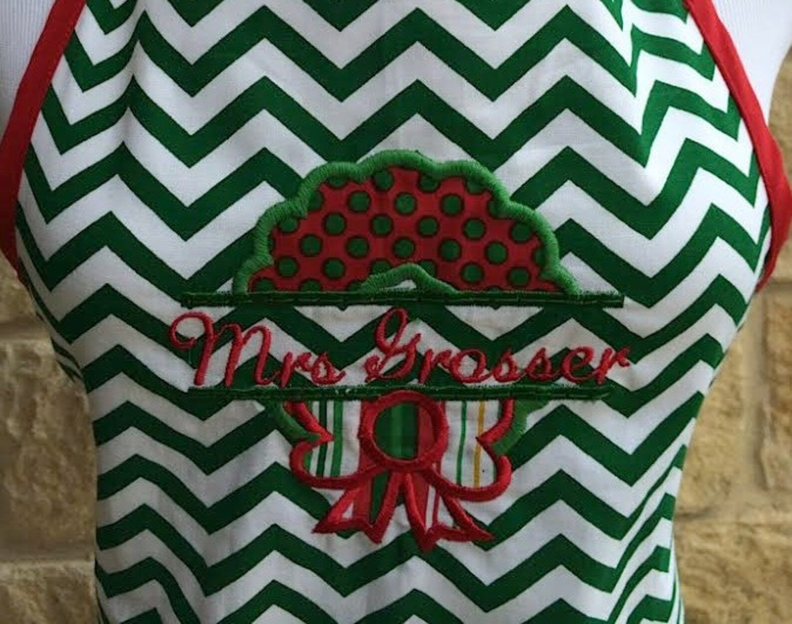 Christmas Apron With Applique Design and Embroidered - Etsy