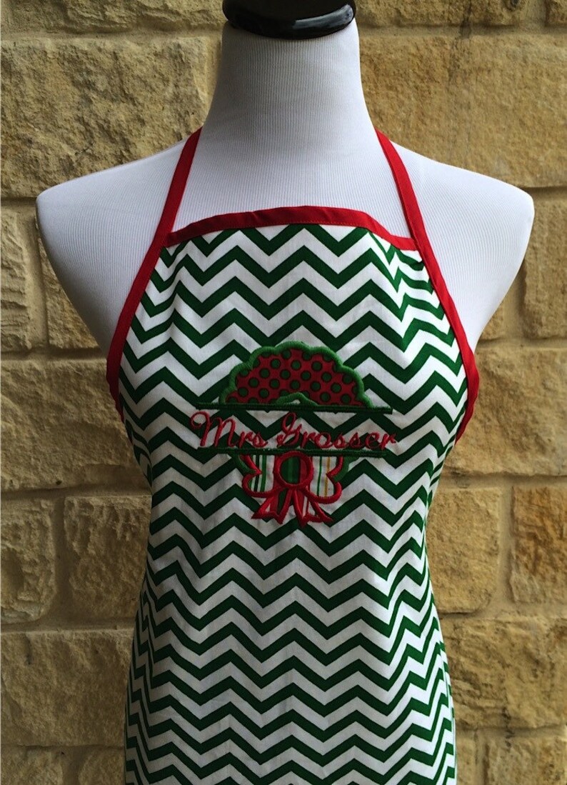 Christmas Apron With Applique Design and Embroidered - Etsy
