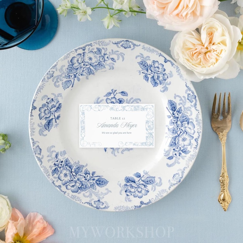 Vintage Frame Place Cards Template, Printable Name Cards, Editable ...