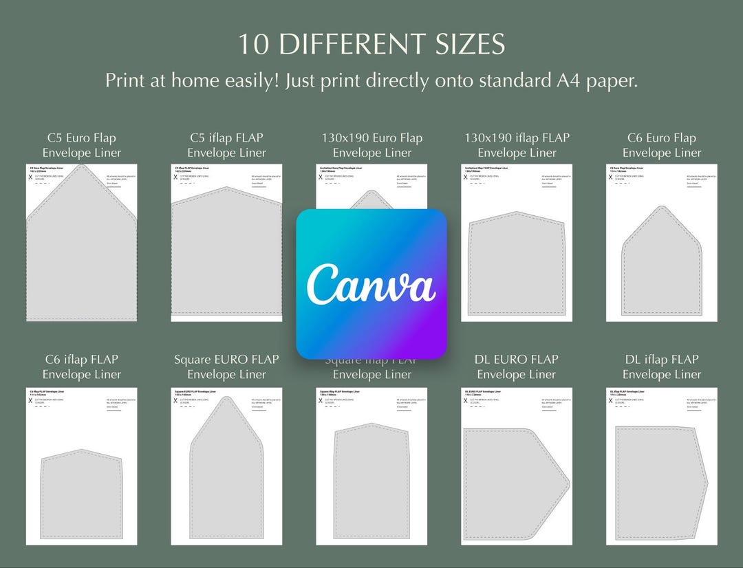 10 Editable Envelope Liner Template, C5, C6, Square 150x150mm ...