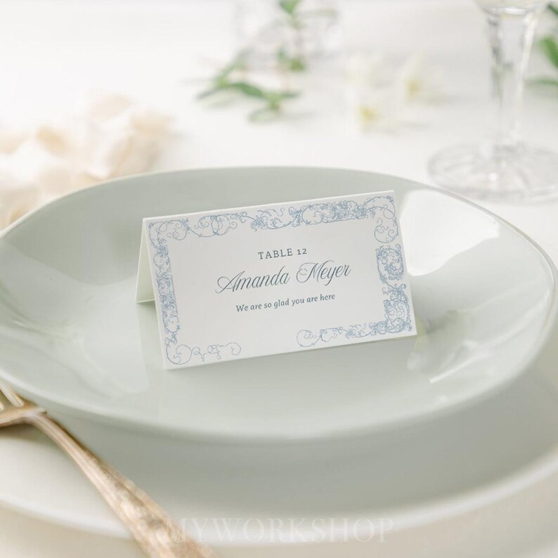 Vintage Frame Place Cards Template, Printable Name Cards, Editable ...