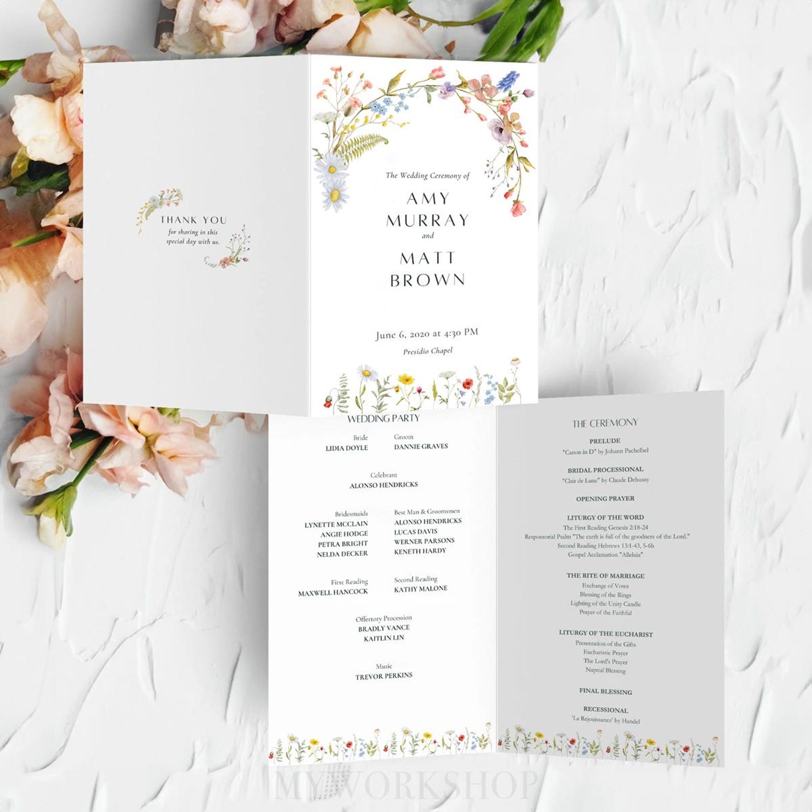Wild Flower Wedding Booklet Template, Editable Floral Booklet Template ...