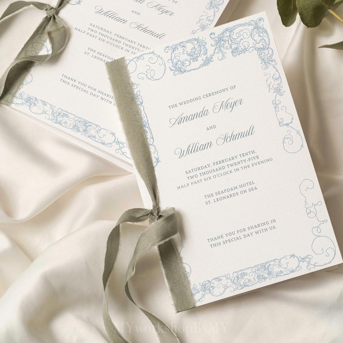 Vintage Frame Wedding Booklet Template, Editable Program Template ...