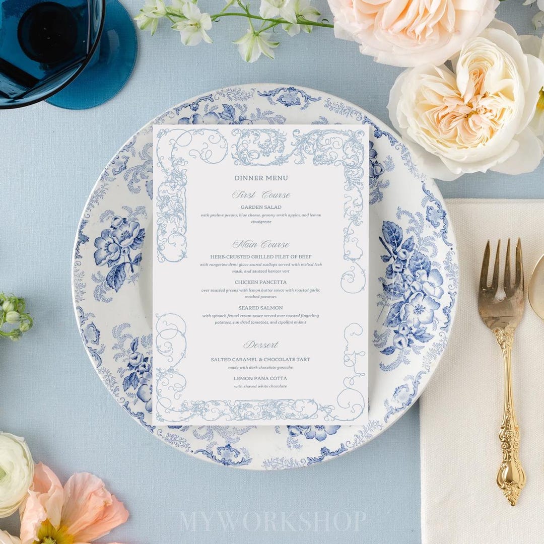 Vintage Frame Wedding Menu Template, Editable Menu, Printable Vintage ...