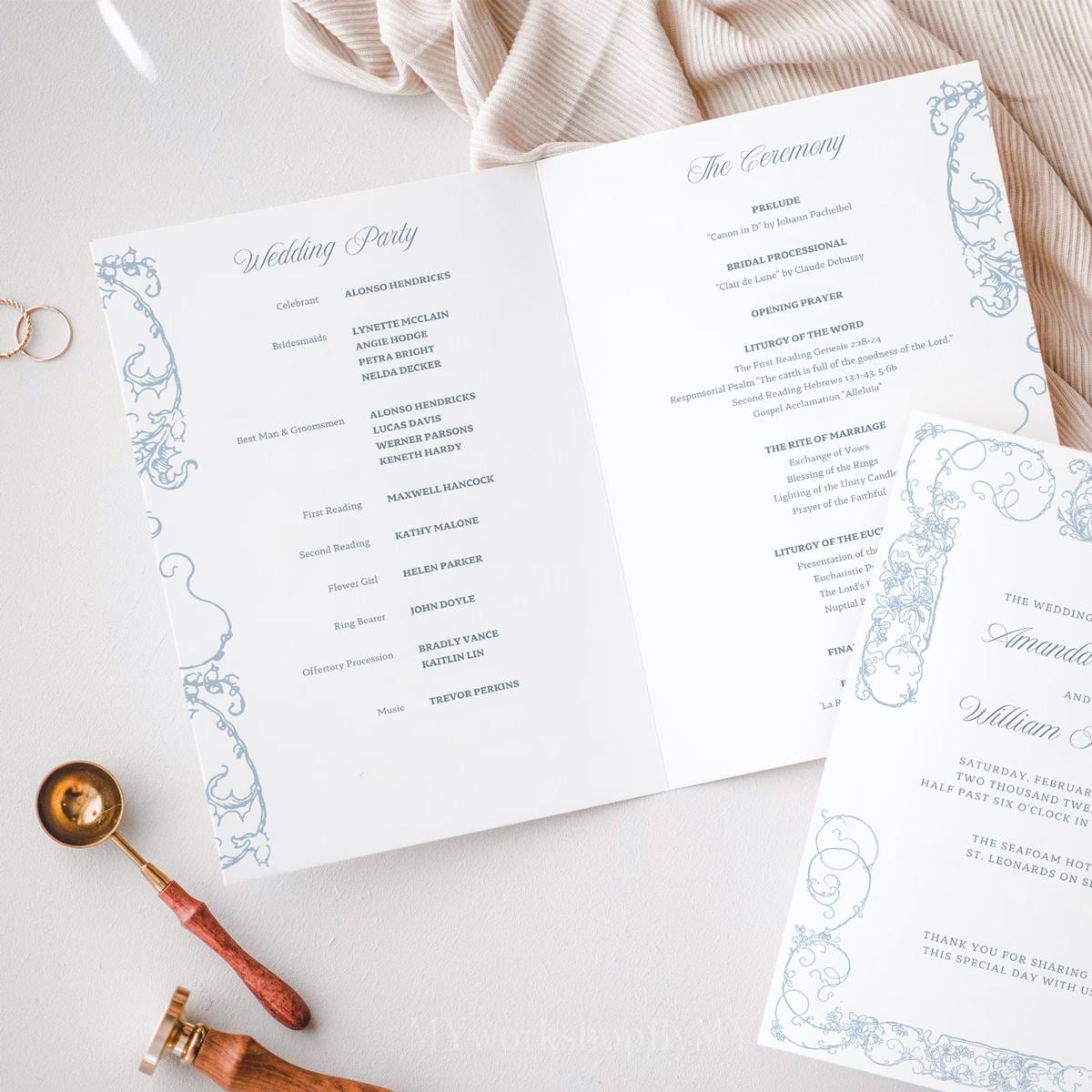 Vintage Frame Wedding Booklet Template, Editable Program Template ...