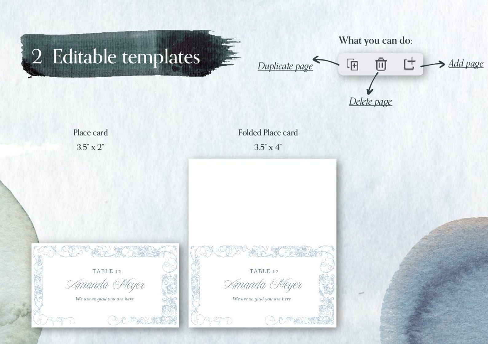 Vintage Frame Place Cards Template, Printable Name Cards, Editable ...