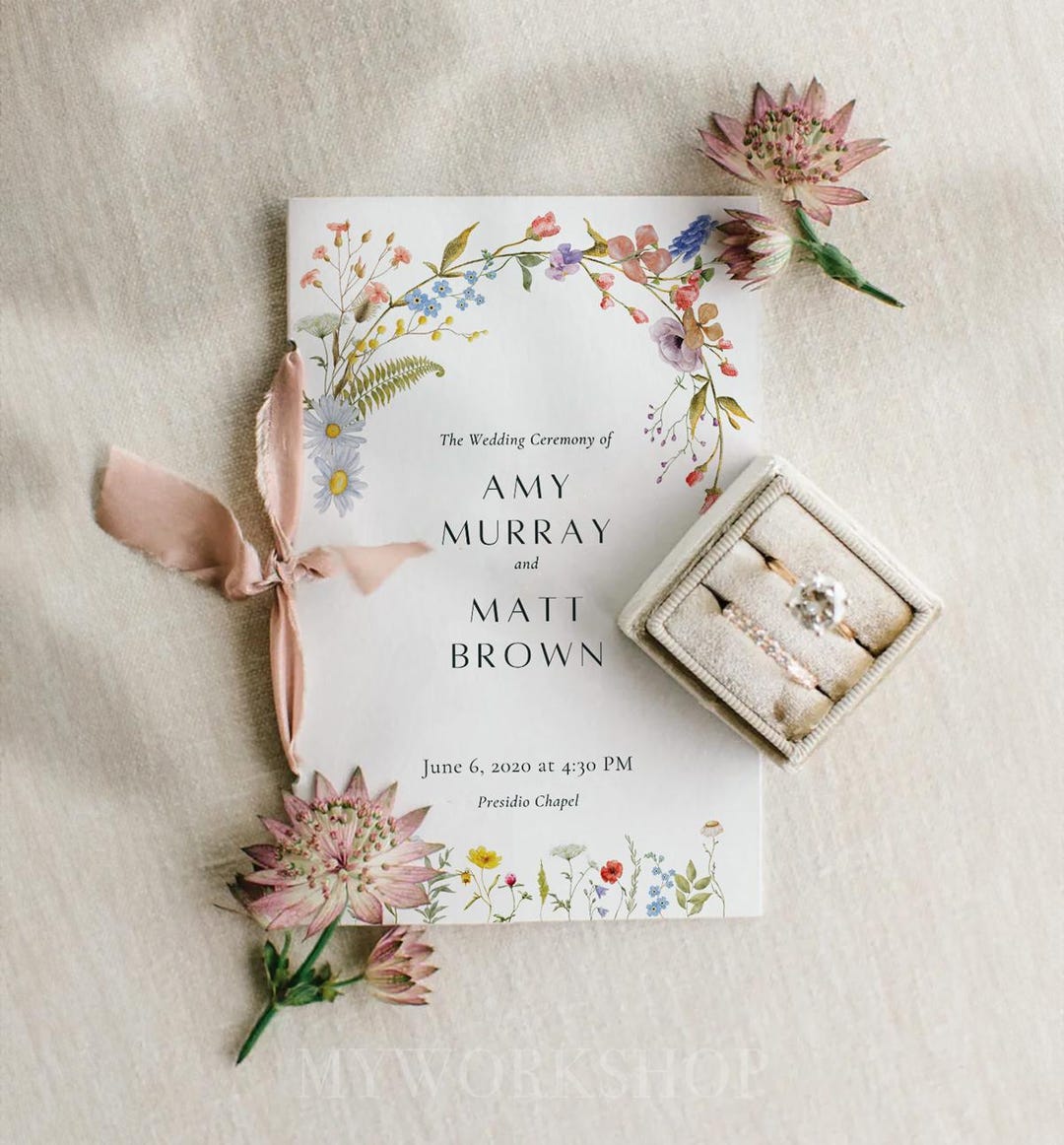 Wild Flower Wedding Booklet Template, Editable Floral Booklet Template ...