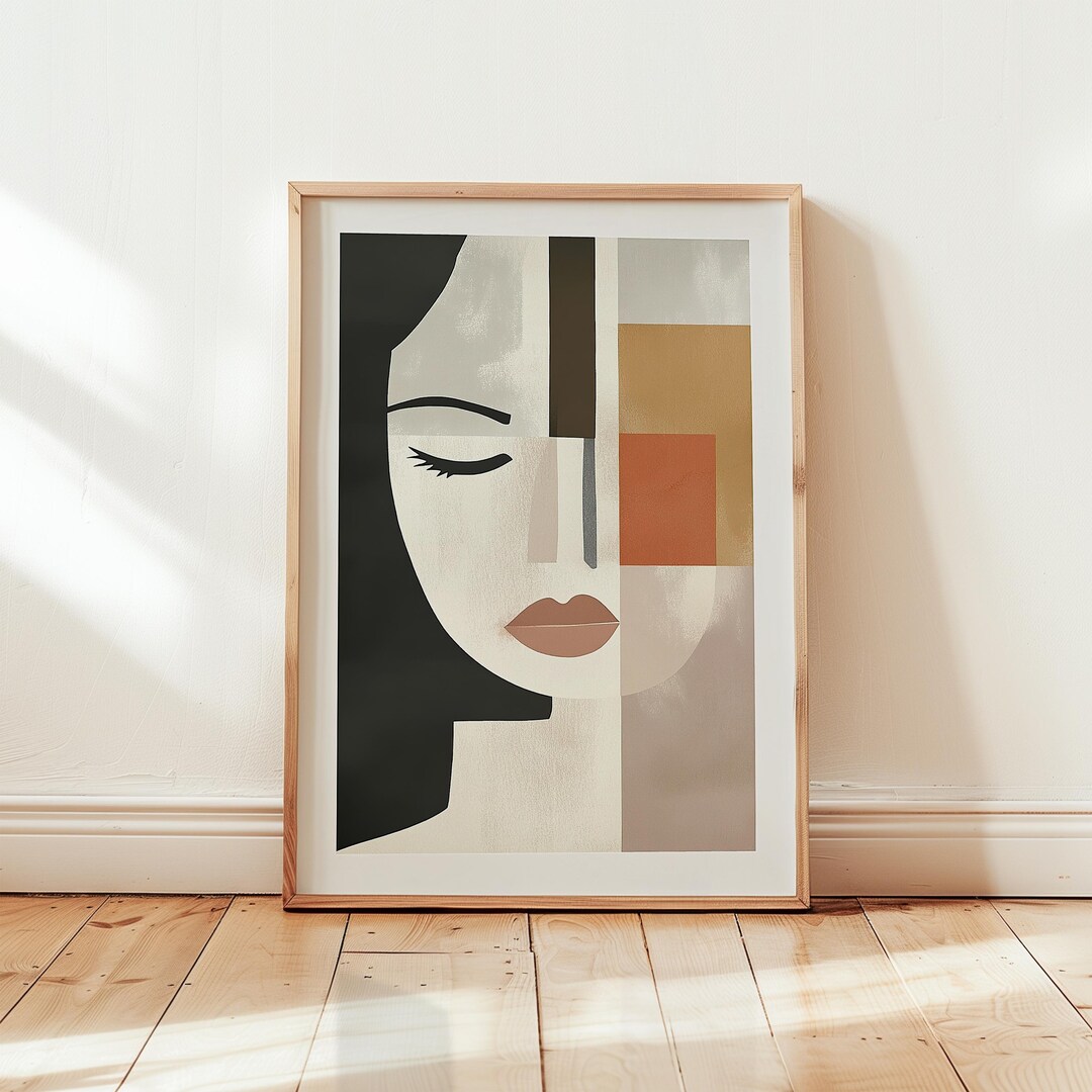 Bauhaus Poster Portrait Beige Brown | Wall Art Print Painting | Boho ...