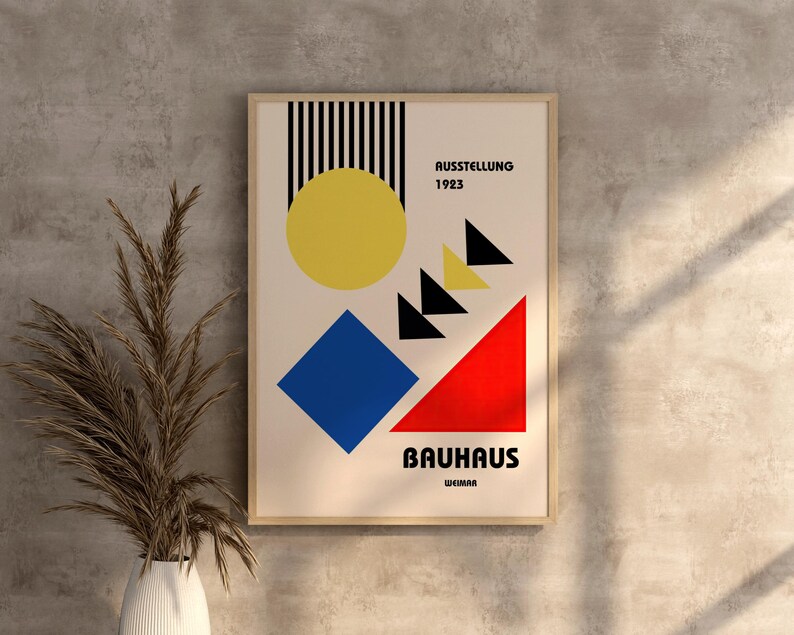 Bauhaus Poster Red Blue Yellow Wall Art Print - Without Frame ...