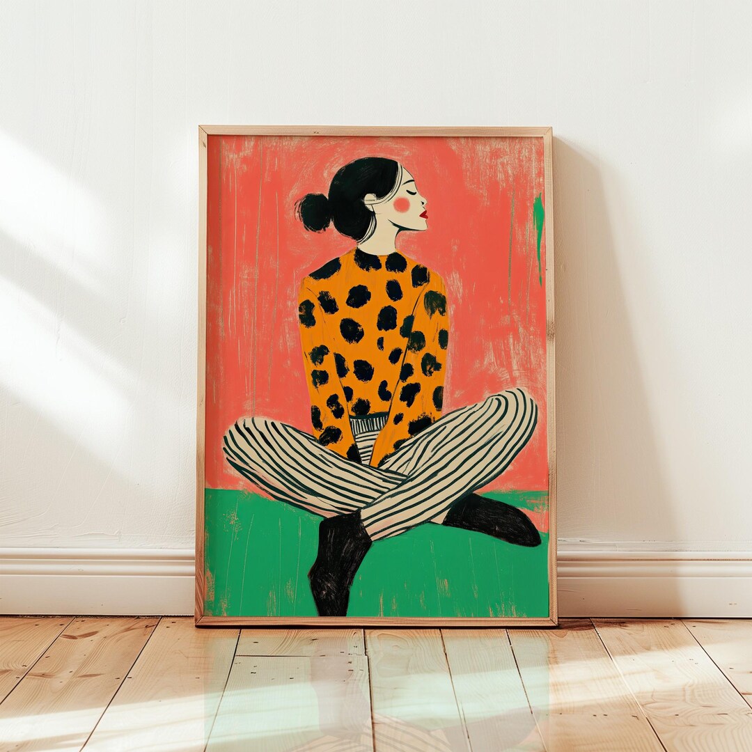 Chic Leopard Girl Poster Artwork Wall Art Print - Colorful Illustration ...