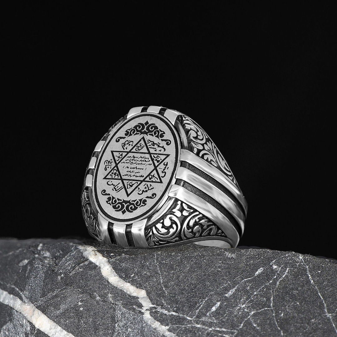 Handmade Ring, Seal of Suleiman Motif in 925k Sterling Silver, Unique ...