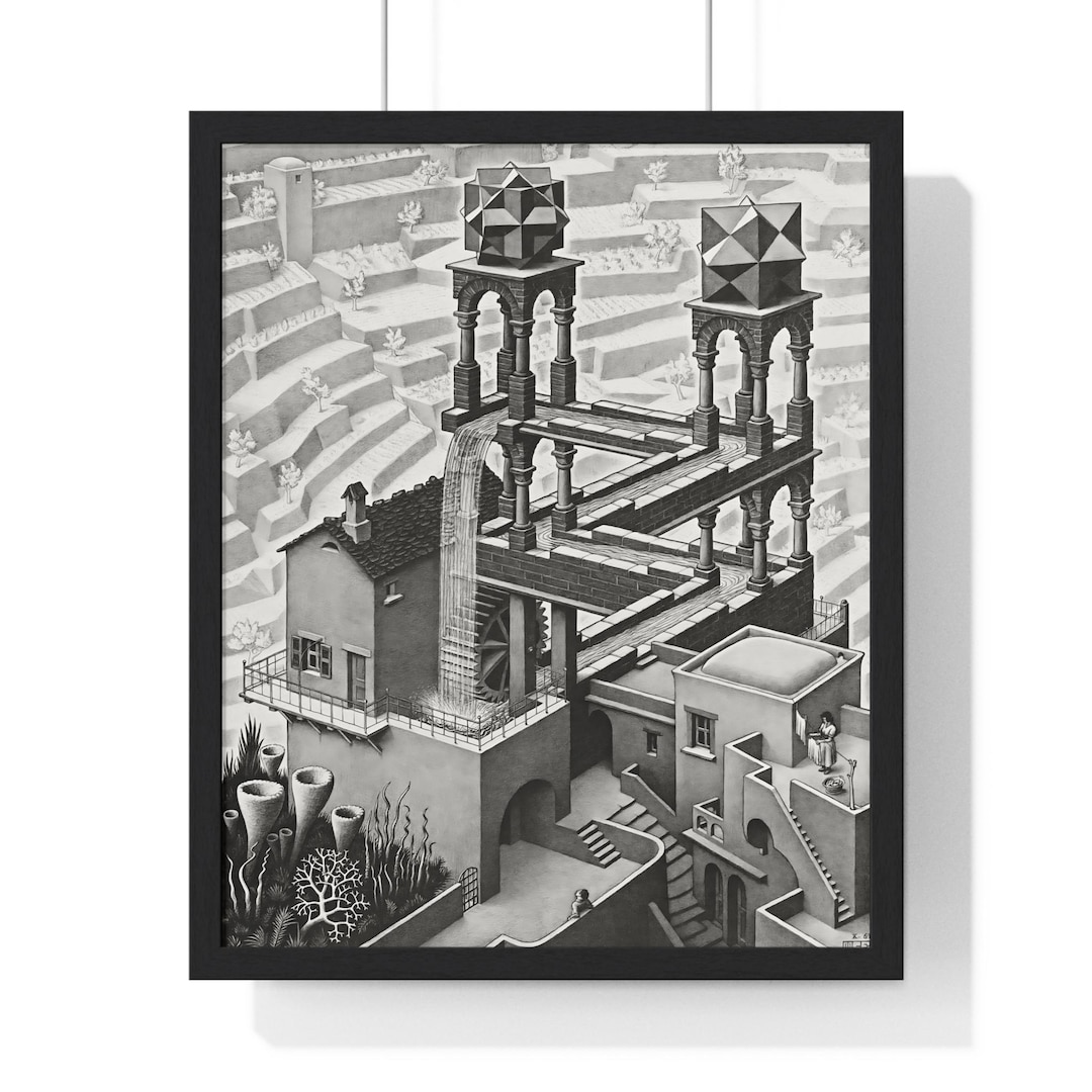 Waterfall, M. C. Escher, Surrealist Print, Perpetual Motion, Imp-art ...