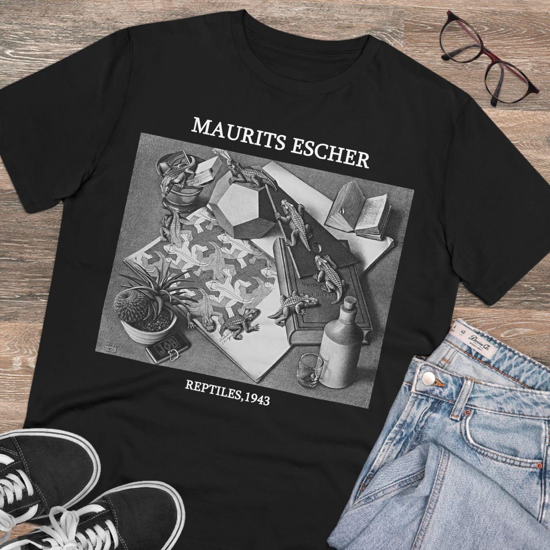 Maurits Escher Reptile T-shirt, Classic Fit Art Apparel, Artistic ...