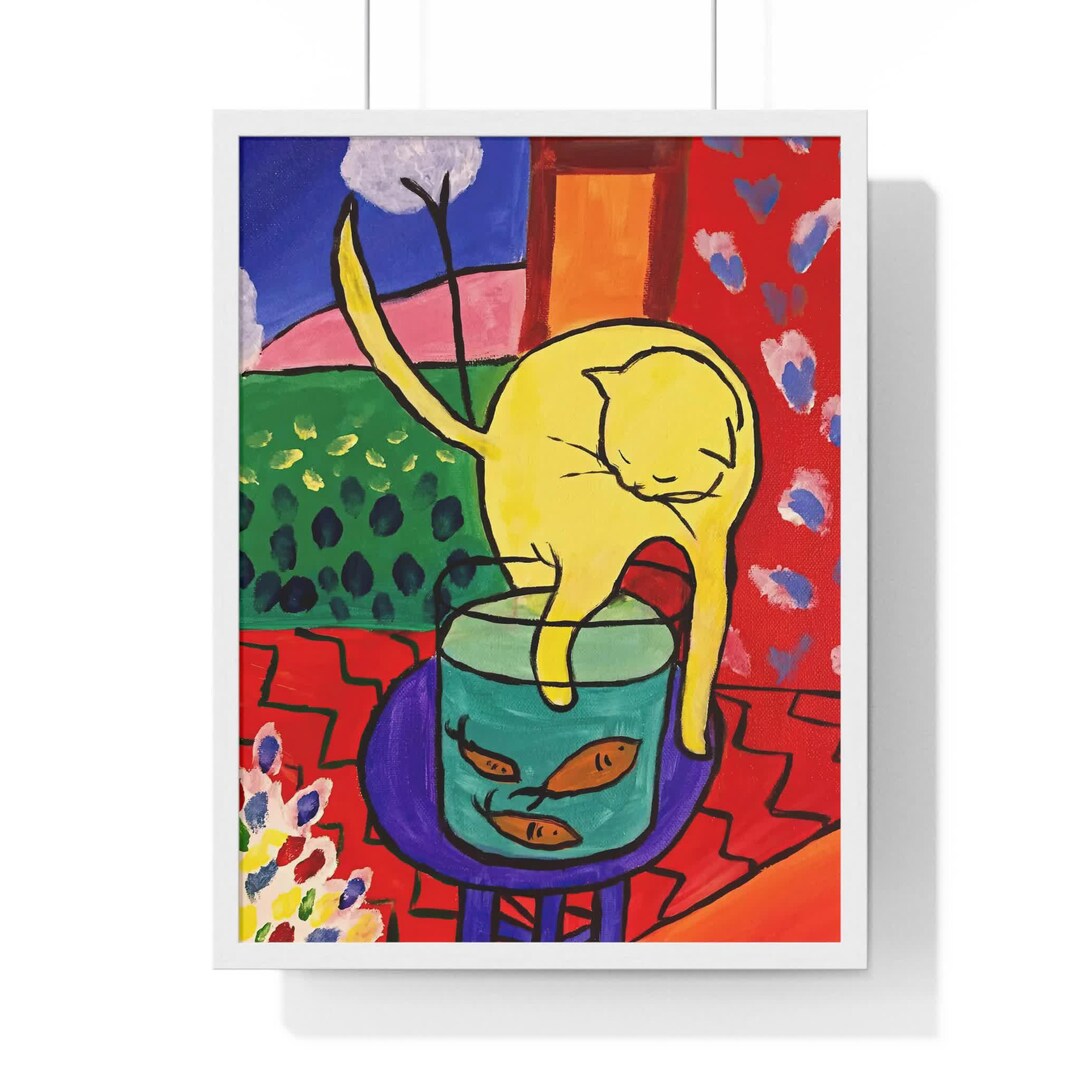 Cat With Red Fish, Henri Matisse, Art Print in Wooden Frame Museum ...