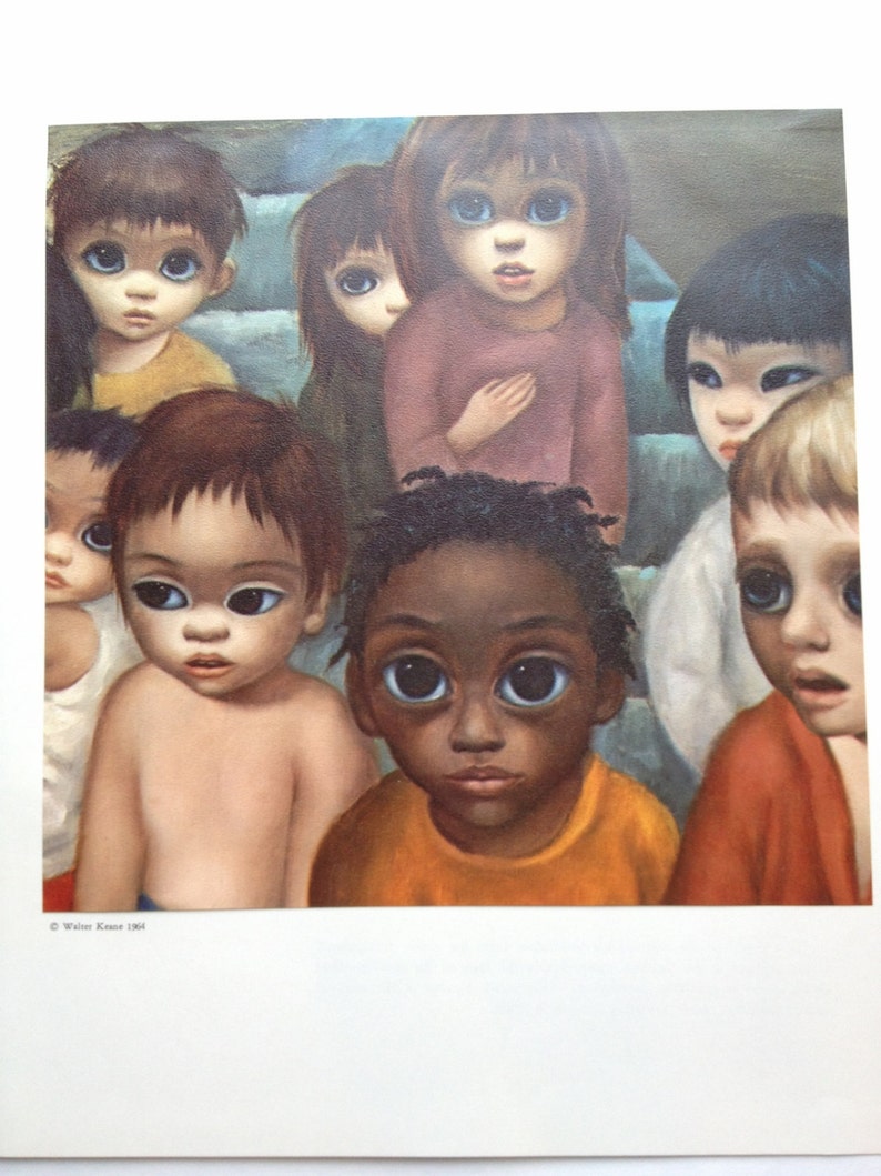 Children Margaret Keane Big Eye Girl Lithograph Print 1963 Close up of ...