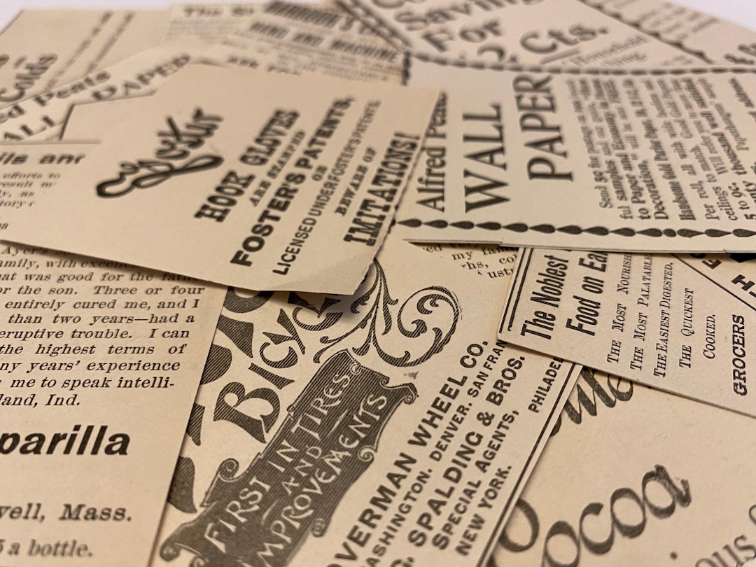 1890's Magazine Ads -18 Cuts Advertisements Black and White Ephemera ...